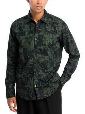 Hugo Printed Casual Slim Fit Button Down Shirt - Dark Green