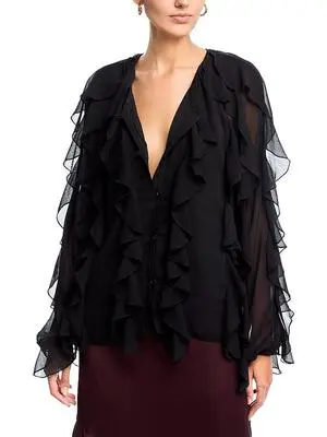 AREA STARS Flyn Ruffle Blouse - Black