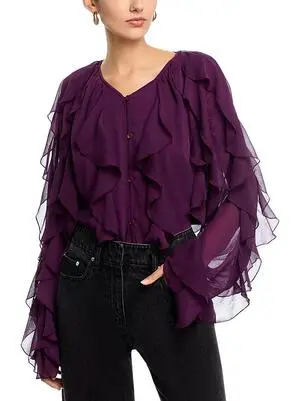 AREA STARS Flyn Ruffle Blouse - Purple