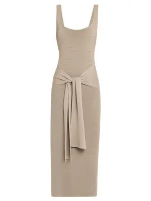 TOCCIN Elia Tie-front Ribbed Midi Dress - Mushr
