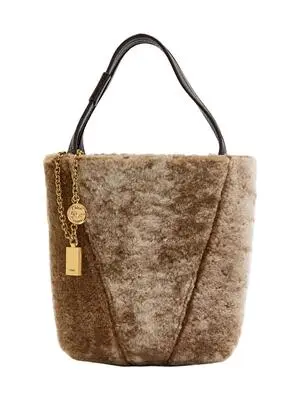 Chloé Spin Small Shearling Tote Bag - Light Grey