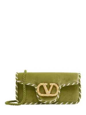 Valentino Garavani Locó Embellished Velvet Clutch - Green