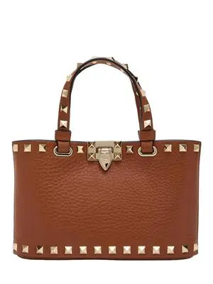 VALENTINO Rockstud Mini Grained Leather Top Handle Bag