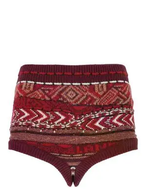 LANEUS Geometric-pattern Shorts - Red