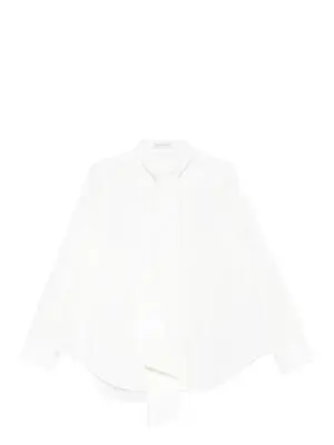 MANUEL RITZ Poplin Cotton Shirt With Tie Detail - White