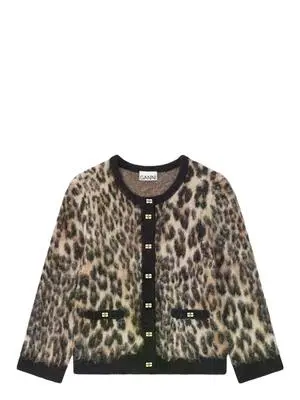 GANNI Leopard-Print Button Cardigan