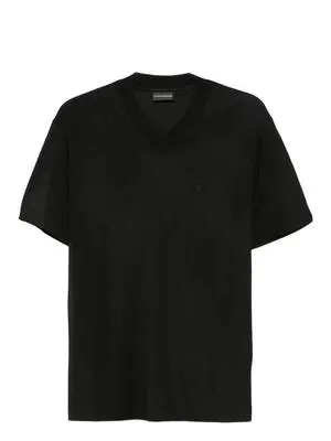 Emporio Armani Eagle-embroidered T-shirt - Black