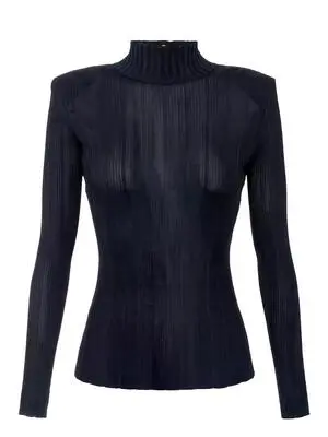 Elisabetta Franchi High-neck Logo-detail Top - Blue