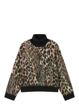GANNI Leopard-print Turtleneck Sweater - Neutrals