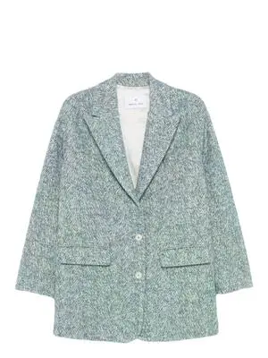 MANUEL RITZ Chevron-pattern Tweed Jacket - Blue