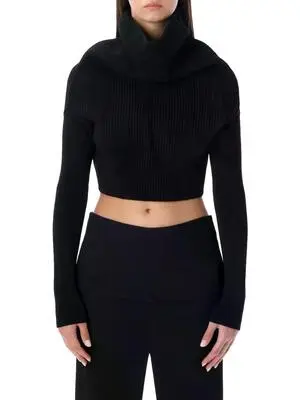 Rick Owens Cowl-neck Ribbed Knit Sweater - Black