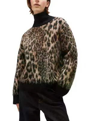 GANNI Open-back Leopard-print Sweater - Neutrals