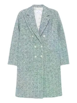 MANUEL RITZ Double-breasted Chevron-tweed Coat - Blue