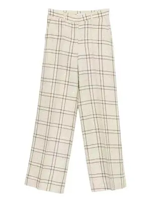 MANUEL RITZ Check-print Sequin Trousers - Neutrals