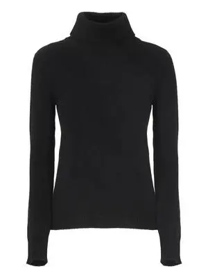 VANISÈ Turtleneck Ribbed-trim Sweater - Black