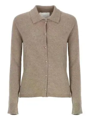 VANISÈ Buttoned Cardigan With Collar - Neutrals