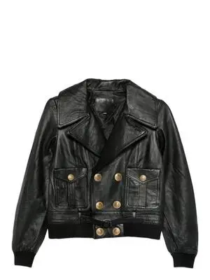 R13 Double-breasted Faux-leather Jacket - Black