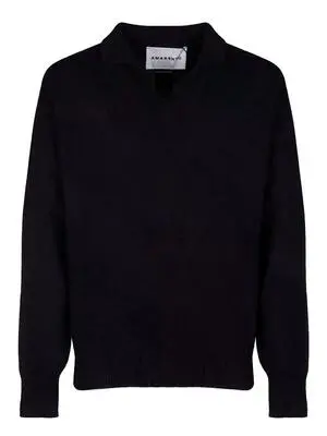 AMARANTO Polo-collar Knit Sweater - Black