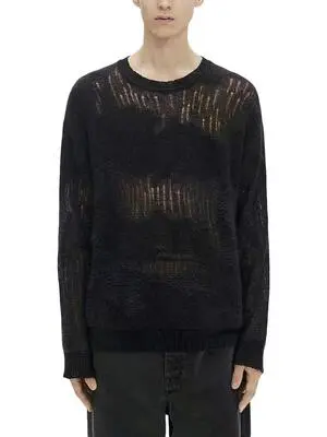 ANN DEMEULEMEESTER Distressed Knit Sweater - Black