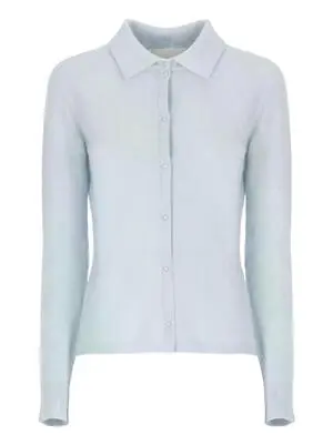 VANISÈ Buttoned Cardigan With Polo Collar - Blue