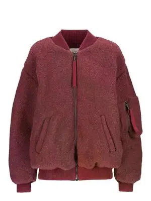 LANEUS Bouclé Bomber Jacket - Red