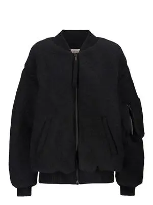 LANEUS Bouclé Bomber Jacket - Black