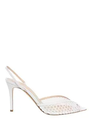 ANDREA WAZEN 85mm Katy Net Slingback Pumps - White