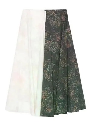 GANNI Floral-print Panelled A-line Skirt - White