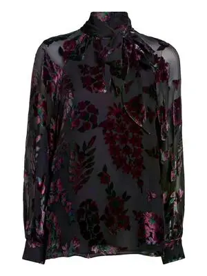 Etro Velvet Floral Print Blouse - Blue