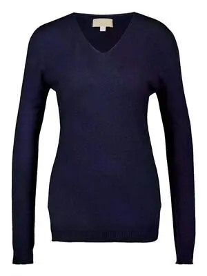 120% Lino Cashmere V-neck Sweater - Blue