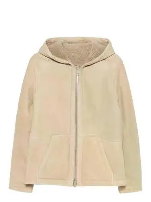 YVES SALOMON Hooded Zip-up Jacket - Neutrals