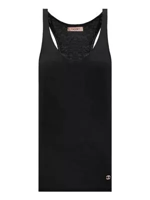 TWINSET Racer-back Logo Top - Black