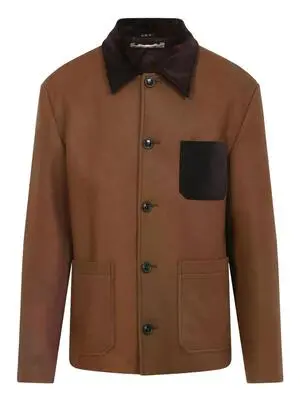 Marni Textured-collar Pocket Jacket - Brown