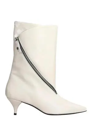 ALCHIMIA Pointed Toe Kitten Heel Zip Boots - Neutrals