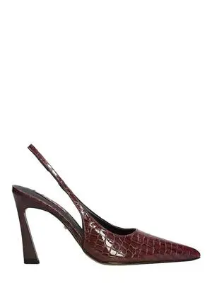 WERNER Pointed Crocodile-effect Pumps - Red