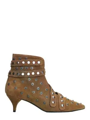 ALCHIMIA Studded Strap Kitten Heel Boots - Brown