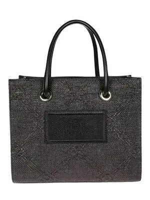 Elisabetta Franchi Small Raffia Tote Bag - Black