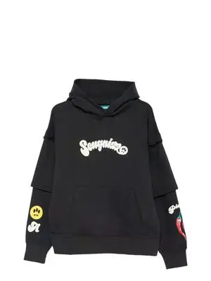 BARROW Graphic-print Layered Hoodie - Black