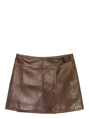 SIMKHAI Buckled Faux-Leather Mini Skirt