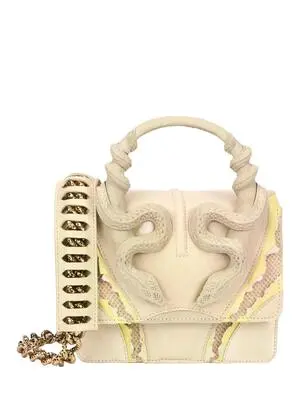 Roberto Cavalli Snake-embellished Chain-strap Shoulder Bag - Neutrals