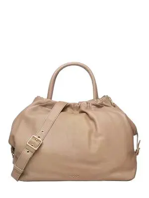 BIASIA Grained Leather Tote Bag With Gathered Handle