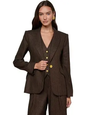 L'Agence Chamberlain Pinstriped Blazer - Brown/bronze Multi