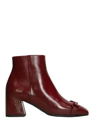 MARA BINI Buckle Square Toe Boots - Red