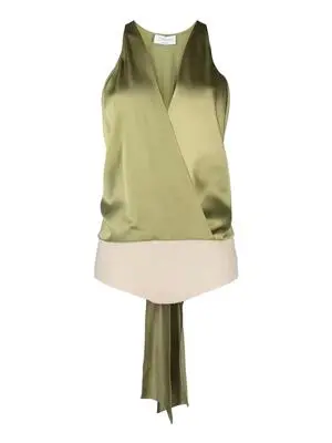 Blumarine Plunging V-neck Satin Body - Green