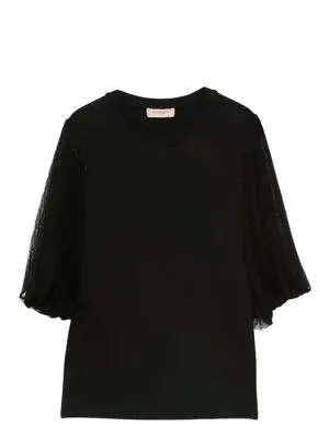 TWINSET Mesh-sleeve Top - Black