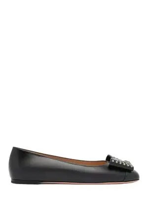 Bally B-bow Studded Leather Ballet Flats - Black