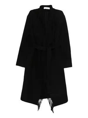 IRO PARIS Fringed Belted Coat - Black