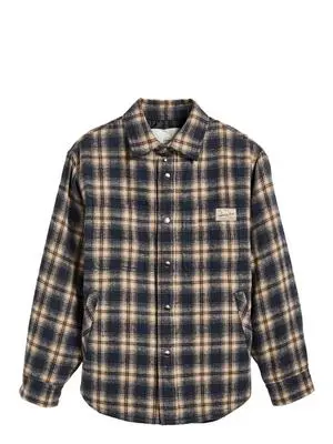 DUNST Quilted Check Flannel Shirt - Navy Check