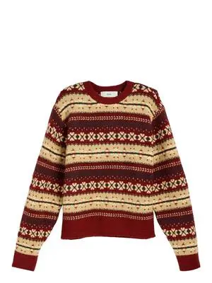 DUNST Fair Isle Knit Sweater - Red