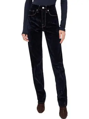 Good American Good Icon Straight Velvet Denim Jeans - Indigo939